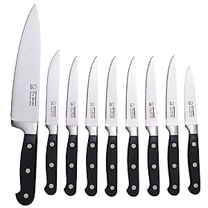 Chef Craft Pro Series Knives, 9 Piece Set, Stainless Steel/Black