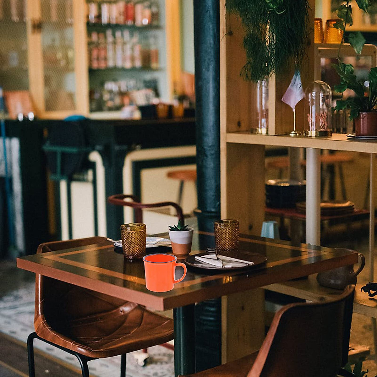 YARDWE Tea Coffee Mug Cup Set: 4Pcs Melamine Faux Enamel Mugs Drinking Cups for Hot Chocolate Tea Travel Camping Outdoor Indoor Home Use