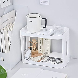 FIZZOQI Double Plastic Storage Rack Family Bathroom Kitchen Storage Rack Sundries Storage Rack Cosmetics Storage Rack Creative Office Desktop Rack