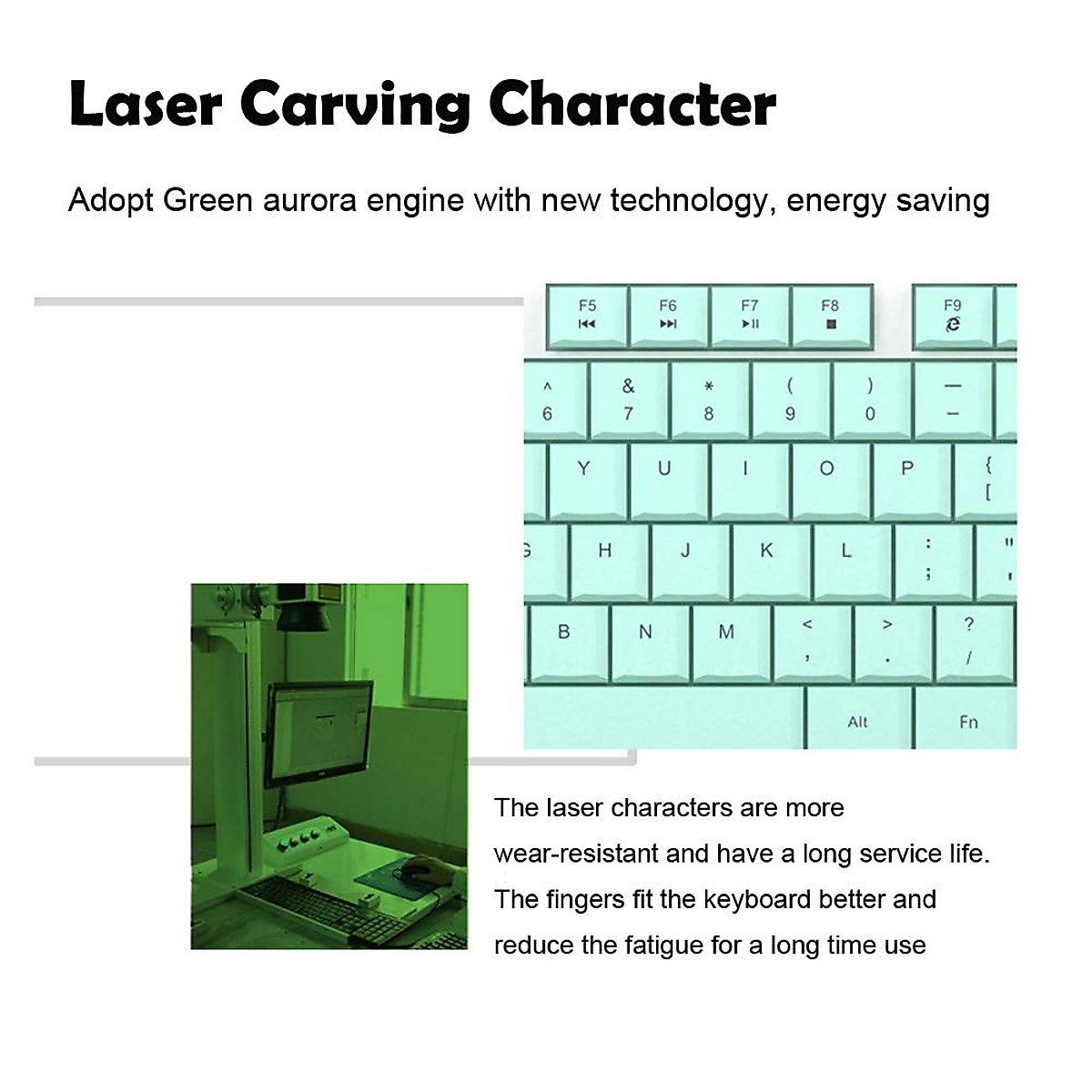 Wireless Keyboard Mouse Combo,2.4G USB Cordless Cute Lightweight Mute Chocolate Keyboard and Optical 800-1200-1600DPI Adjustable Mouse Set Office Game Home Use for Notebook Laptop Computer (Green)