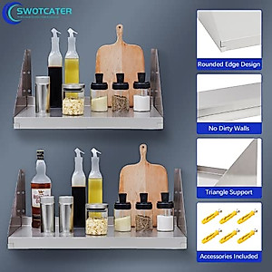 SWOTCATER Stainless Steel Shelf 12"x36" 260LB, Commercial Wall Mounted Floating Shelving for Home Kitchen, Restaurant