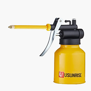 Multipurpose Metal Oil Can,Oil Can Pump Oiler with 2 Spout for All Lubrication Need of Car, Bikes and Machines -8 oz.Yellow Oil Can Capacity