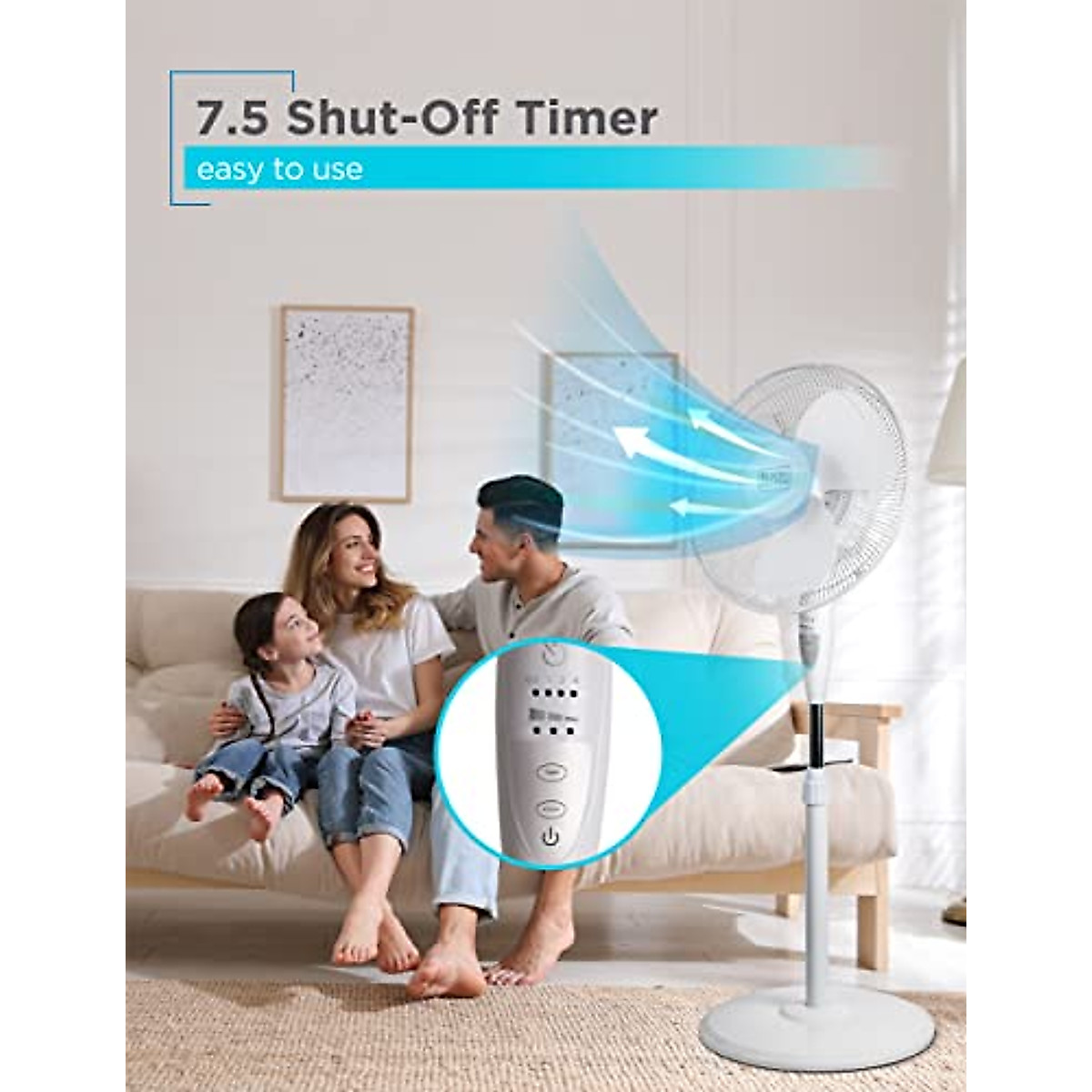 BLACK+DECKER 16" Stand Fan with Remote, White