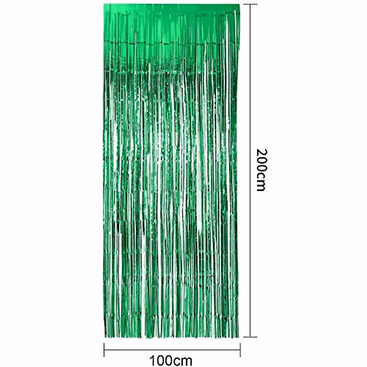 BEISHIDA 2 Pack Foil Fringe Curtains Green Photo Backdrop Streamer Curtain Tinsel Metallic Curtains Photo Props Background for Christmas Wedding Bridal Shower Birthday Party Decor(3.28 ft x 6.56 ft)