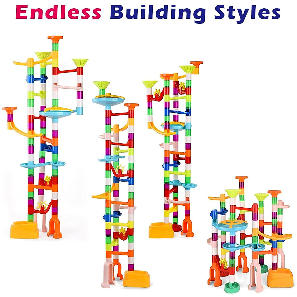 Marble Run, 135pcs Marble Maze Game Construction Building Toys for Kids, Marble Track Race Set STEM Learning Toys Gift for Boys Girls 3 4 5 6 7 8 9 10+