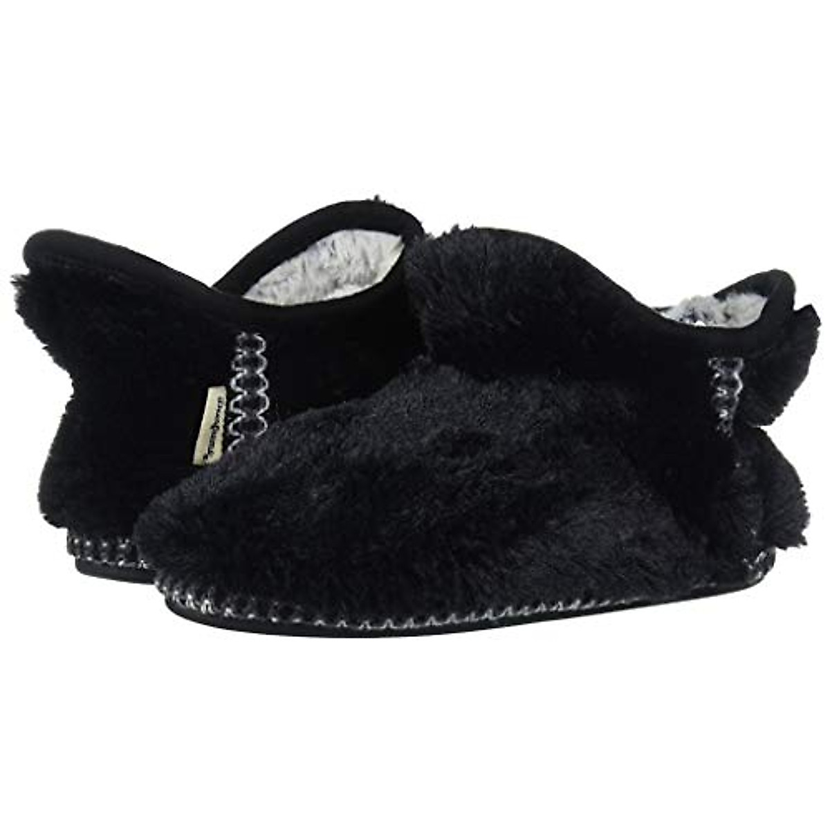 Dearfoams Unisex-Kid's Charlotte faux faux fur Bootie Slipper, Black, 2-3 Big