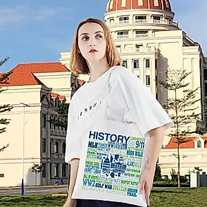 LEVLO America History Canvas Tote Bag Gift For History Teacher Student American History Shoulder Bag For History Lover (History Tote)