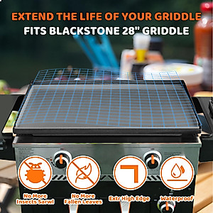 Utheer 28" Silicone Griddle Mat & Spatula Mat for Blackstone Griddle, Heavy Duty Food Grade Silicone Griddle Mat,All Season Cooking Protective Griddle Grill Cover,28 inch Blackstone griddle cover,Gray