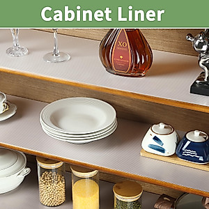 wohomuke Shelf Liners 19 inch x 20 ft Shelf Liners for Kitchen cabinets nonstick Shelf Lining Drawer Mats EVA Protector for Cupboard (Clear Ribbed,19 inch x 20 ft)