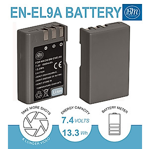 BM Premium 2 Pack of EN-EL9, EN-EL9A Batteries and Battery Charger for Nikon D5000, D3000, D60, D40x & D40 Digital SLR Camera
