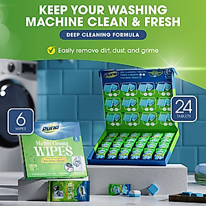 PURIO Washing Machine Cleaner Tablets 24-Ct Deep Cleaning Formula Washer Machine Cleaner Top Load & Front Load Standard & HE Washers