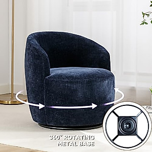 FOXHUNTER Swivel Barrel Chair, Small Swivel Accent Chair Comfy Round 360° Chenille Swivel Chair for Living Room Modern Round Accent Arm Chairs for Living Room Bedroom Nursery, Blue