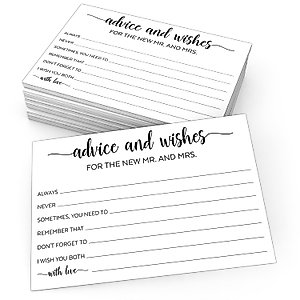 321Done Advice and Wishes for the Mr & Mrs, Made in USA - 4x6 White, Wedding Advice for Bride, Groom, Newlyweds, Bridal Shower, Thick Luxury Cardstock with Simple Script Minimalist Design - 50 Cards