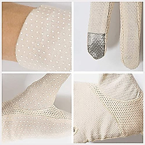 Lovful Womens Sunscreen Gloves UV Sun Lightweight Cotton Touch Screen Driving Gloves,Beige