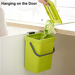 LALASTAR Food Waste Basket Bin for Kitchen, Small Countertop Compost Bin with Lid, Odor-Free Food Scrap Container, Wall Mounted Garbage Can, 3L/0.8 Gal, Green