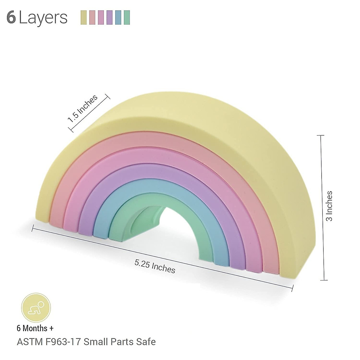 ANPEI Lelolo Silicone Baby to Toddler Rainbow Stacking Toy Silicone | from 0+ Months | Small