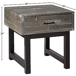 Signature Design by Ashley Mondoro Industrial Square End Table, Reclaimed Brown