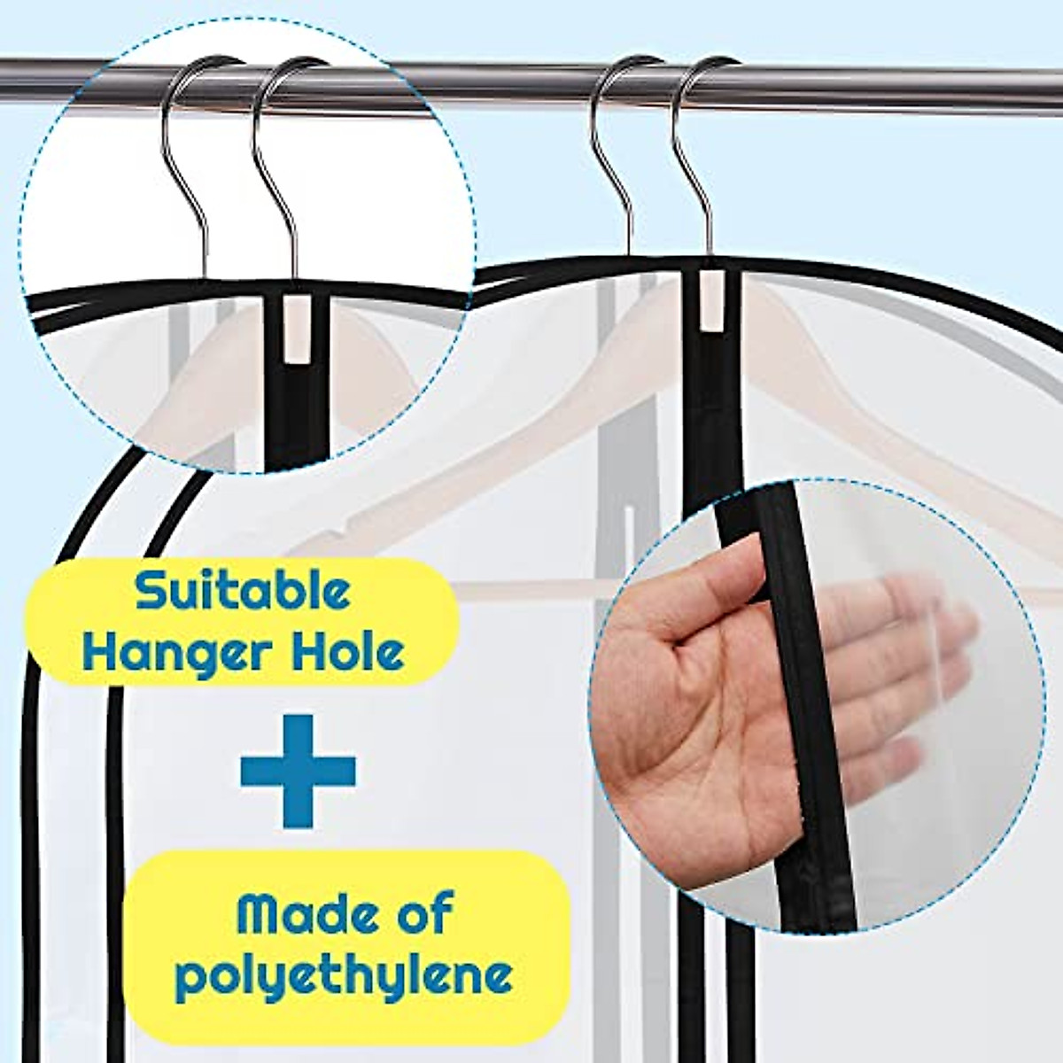 40 Pieces Garment Bags for Hanging Clothes with Zipper Hanging Garment Bags Dress Bags for Gowns Long Storage Plastic Suit Cover Bags for Coat Protector Travel Closet Clothing (24 x 60 Inch)