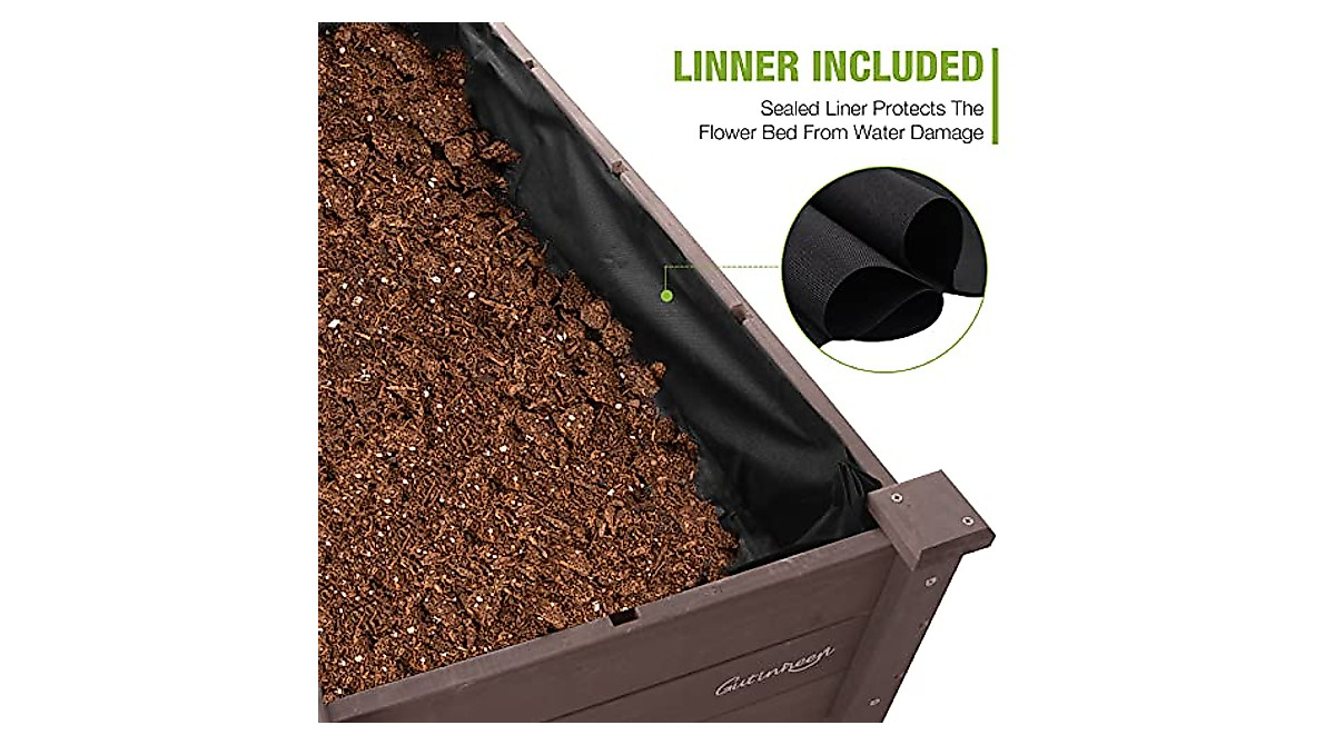 GUTINNEEN Raised Garden Bed for Herbs, Patio Elevated Flower Planter ...