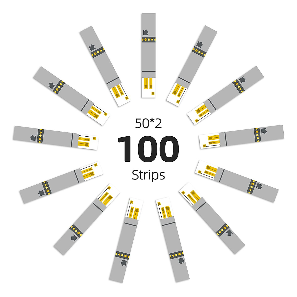 Metene AGM-513S Test Strips for Diabetes, 100 Count Blood Glucose Test Strips, Use with Metene AGM-513S Blood Glucose Monitoring System Only (No Monitor)
