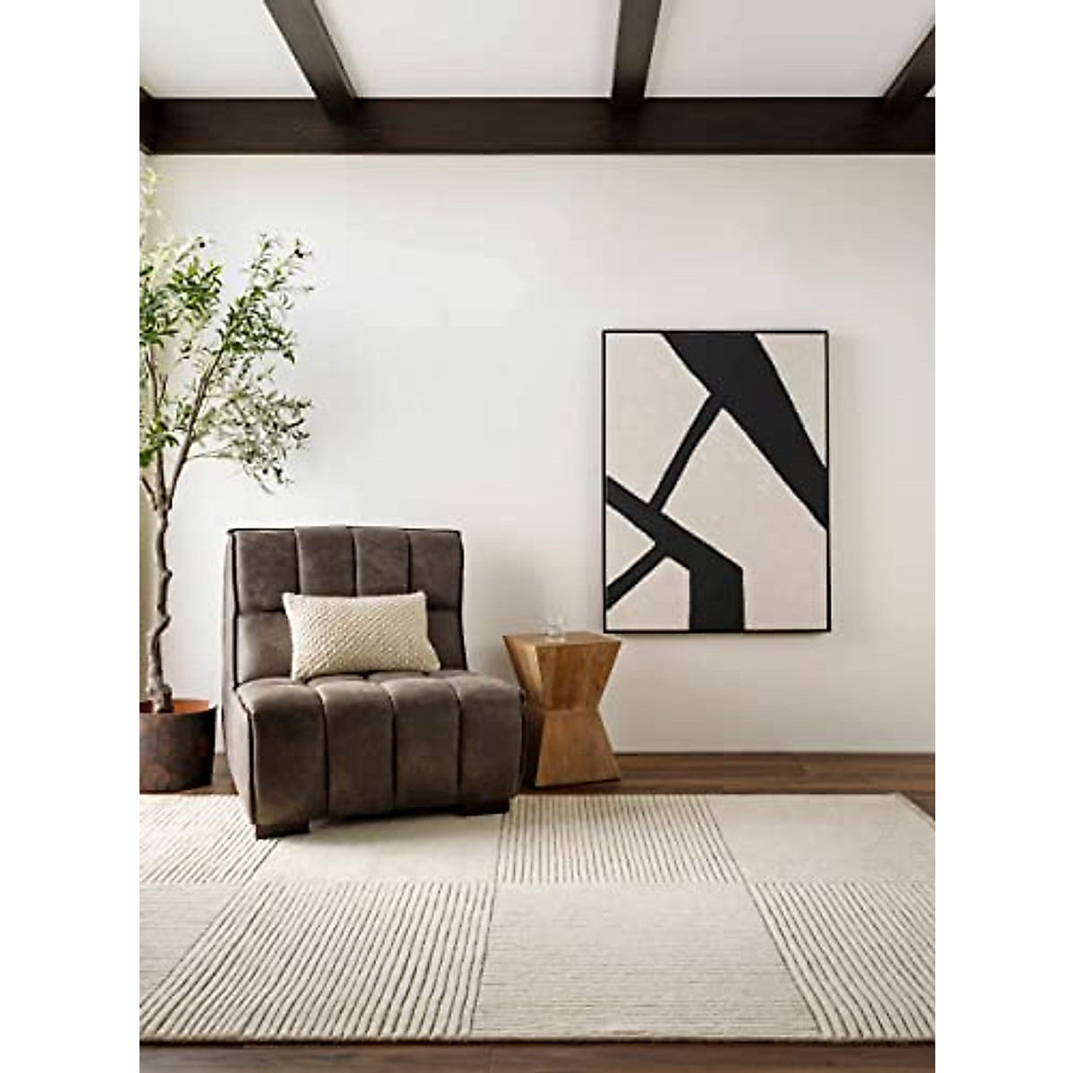 Hauteloom Aliza Wool Living Room, Bedroom Area Rug - Contemporary - Beige, LightGray, Taupe - 8' x 10'