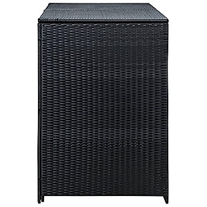 Outdoor Wheelie Storage Shed for Garbage, Garden Tools, Fire Wood, Bin Shed Poly Rattan Black 58.3"x31.5"x43.7"