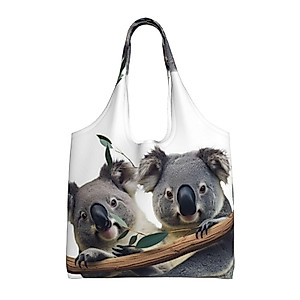 Funny Koalas Print Canvas Tote Bag Aesthetic Tote Bag Reusable Shopping Bag For Women Men Gift Bag