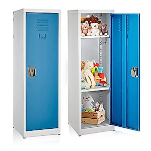 AdirOffice Kids Steel Metal Storage Locker - for Home & School - with Key & Hanging Rods (48 in 1 Door, Blue)