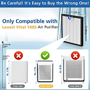 2 Pack Vital 100S Replacement Filter Compatible with LEVOIT Vital 100S Air Purifie-r, 3-in-1 H13 Grade True HEPA, High-Efficiency Activated Carbon Vital 100S-P Filter, Vital 100S-RF