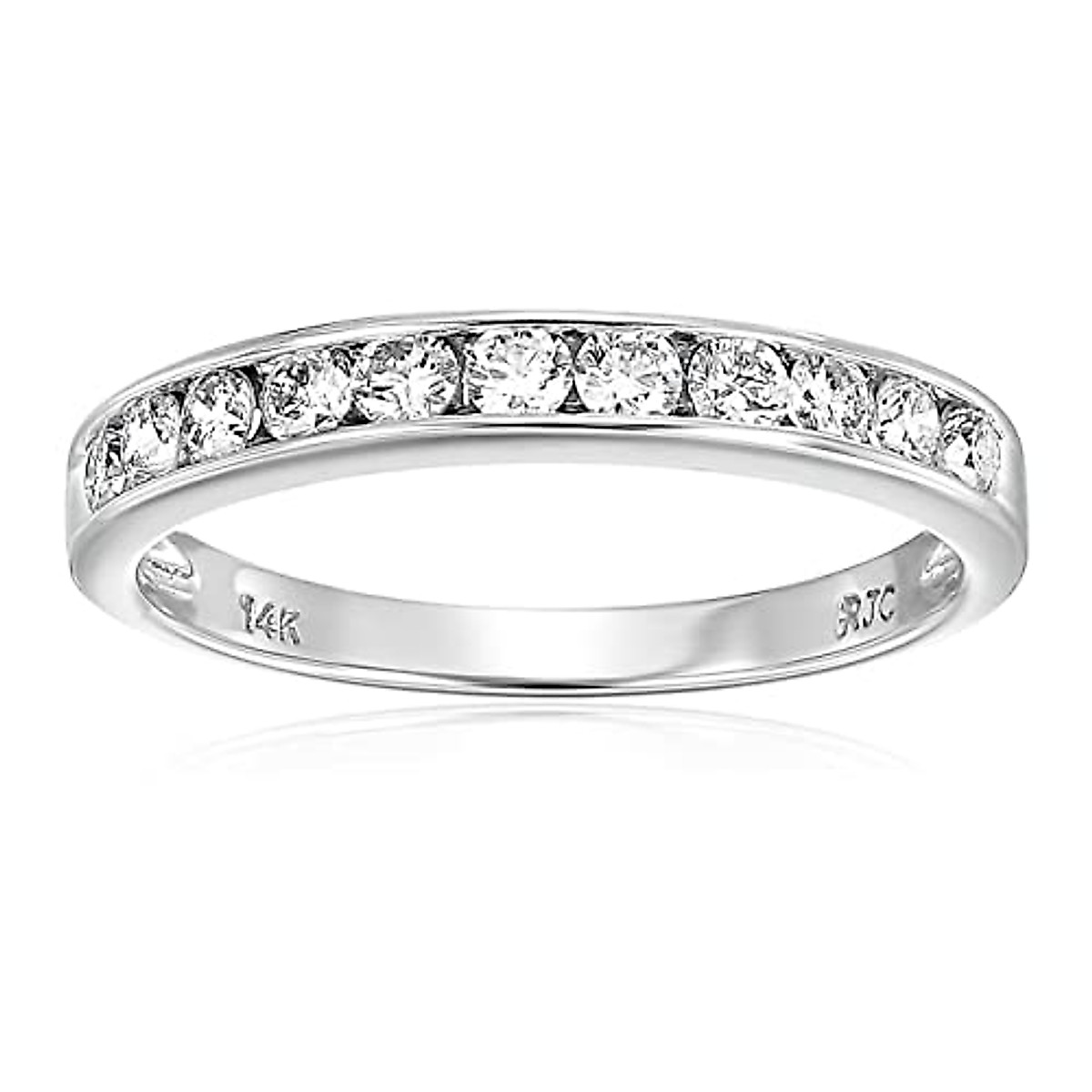 Vir Jewels 1/2 carat (ctw) Diamond Wedding Anniversary Band for Women, Half Eternity Round Diamond Engagement Ring 14K White Gold Channel Set 0.50 cttw, Size 7