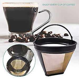 KEEPOW Reusable Coffee Filter Replacement 14 cup Compatible with Cuisinart DCC-3200 DCC-1200 Coffee Maker, Gold Tone Coffee Filter Basket 10 12 14 Cup