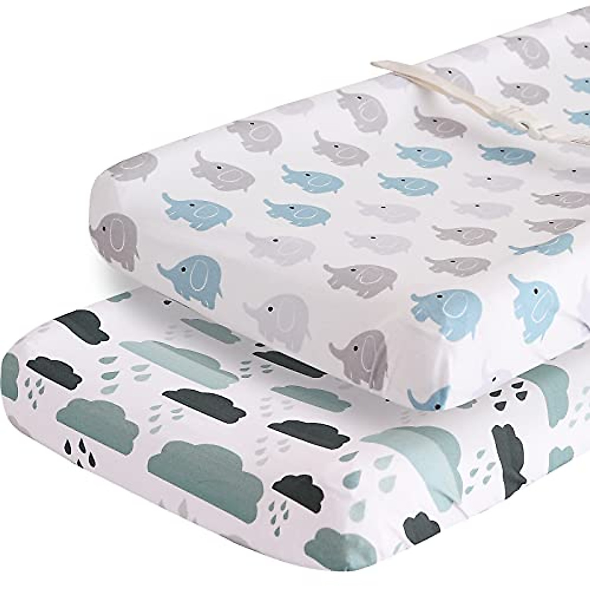 Gina Era Changing Pad Cover, 100% Jersey Knit Organic Cotton Changing Pad Covers, Super Soft and Comfortable, 2 Pack, Diaper Changing Pad Cover for Baby Girl and Boy (Blue)