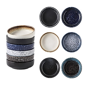 JuneCat 3.3 Inch Soy Sauce Dish Dipping Bowls 2.5oz Side Dishes Small Appetizer Pinch Bowls Set of 6