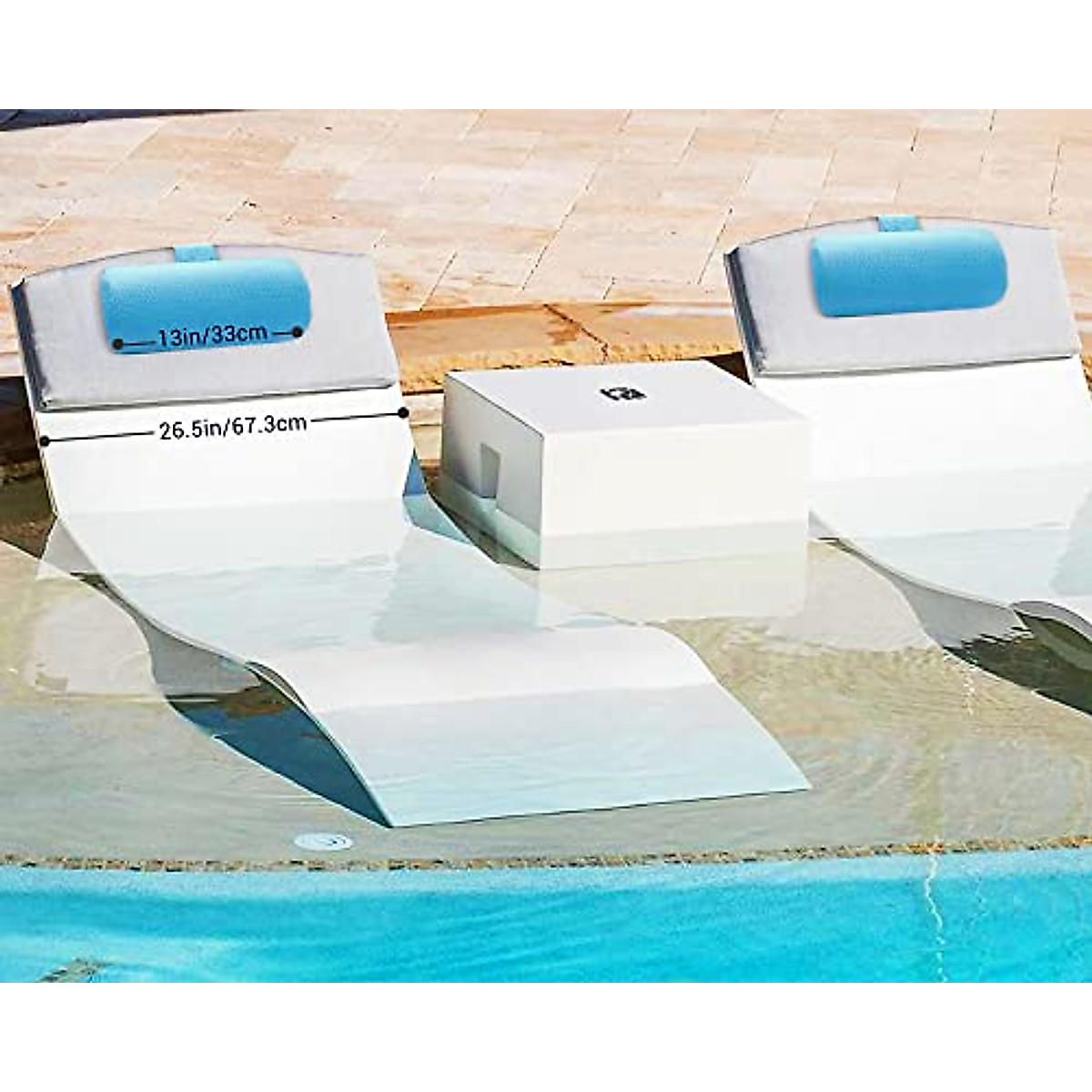 AOSYCO Headrest Pillow for Patio Chaise Lounge, Spa Pillow for Adult with Non-Slip Weighted Tail, Outdoor Cushion All Weather Sunbathing Swing Pool Furniture, Quick Drying