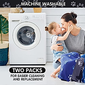 Rest-Eazzzy Pet Heating Pad Cover, Flannel Soft Heating Pet Mat Cover Indoor, Removable Heating Pad Mat Cover with Paw Print for Pet Dog Cat (Black, Two Covers ONLY)