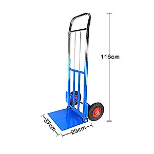 MTYLX Hand Pull Heavy Cart,Multipurpose Foldable Trolley Handling Helper Trailer Portable Luggage Cart Hand Truck 100Kg Load Capacity () for Luggage, Travel, Auto, Moving and Office Use,Blue,37X29X11