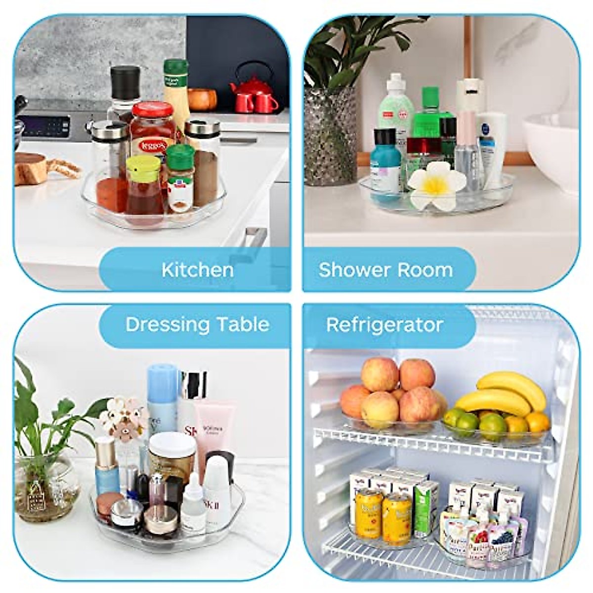 Lazy Susan Organizer for Cabinet, Lazy Susan Turntable for Cabinet, 9.1 Inches Lazy Susan Spice Rack（2 Pack）