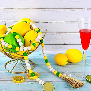 10 Piece Lemon Tiered Tray Decor, Fresh Lemonade Wooden Tier Decor, Rolling Pins,Faux Lemons,Yellow Wood Bead Garland,Lemon Summer Tray Decor,Farmhouse Signs Kitchen Decorations