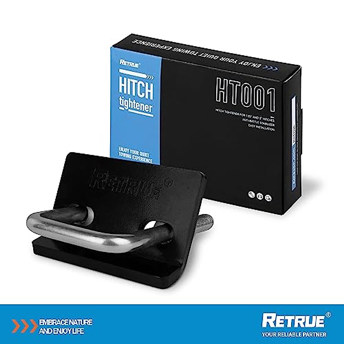 RETRUE Hitch Tightener, Hitch Stabilizer Heavy Duty Anti-Rattle Clamp for 1.25" and 2" Hitches, Reduce Movement from Hitch Tray Cargo Carrier Bike Rack Trailer Ball Mount, Rust Free