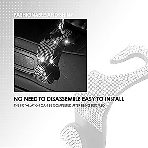 cueclue 2 PCS Car Seat Headrest Hook, Bling Rhinestone Car Storage Headrest Hanger Holder Hooks Organizer, Auto Back Seat Hangers Rear, Headrest Hooks for Purse Groceries Bag Handbag (White)