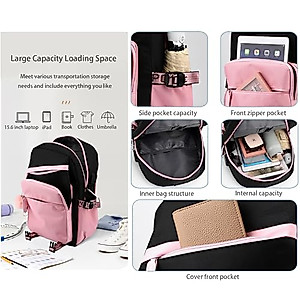 Cute Girls Student Backpack Fashion Laptop bag School Bookbag Travel Backpack with USB Charging Port and Headphone Port (Pink 1)