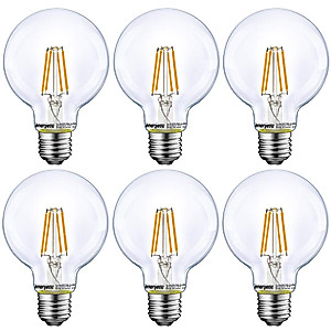 Dimmable LED Globe Light Bulb, G25 LED Vintage Light Bulb, 60W Equivalent, 500Lumens, 2700K Soft White, E26 Base, UL Listed, 6-Pack