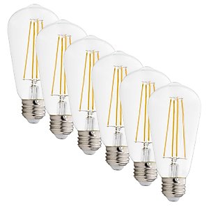 Maxxima ST19 LED Filament Light Bulb 800 Lumens 60 Watt Equivalent 2700K Warm White 7 Watt Edison Bulb (6 Pack)