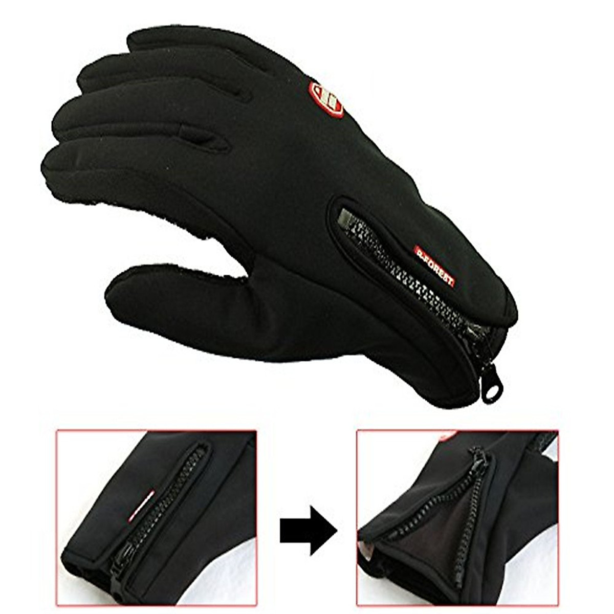 Bicycle Motorcycle Waterproof Gloves Outdoor Sport Warm Windproof Thermal Touch Gloves Riding Running Bike Cycling Gloves Hot Hands Warmer (Black(M))