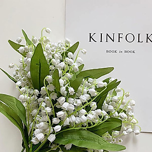 ZooeyRoose 10 pcs Lily of The Valley Artificial Flowers Fake Convallaria Majalis White Flower for Home Garden Bridal Wedding Bouquets Centerpieces Small Vase Arrangements Table Party DIY Decorations