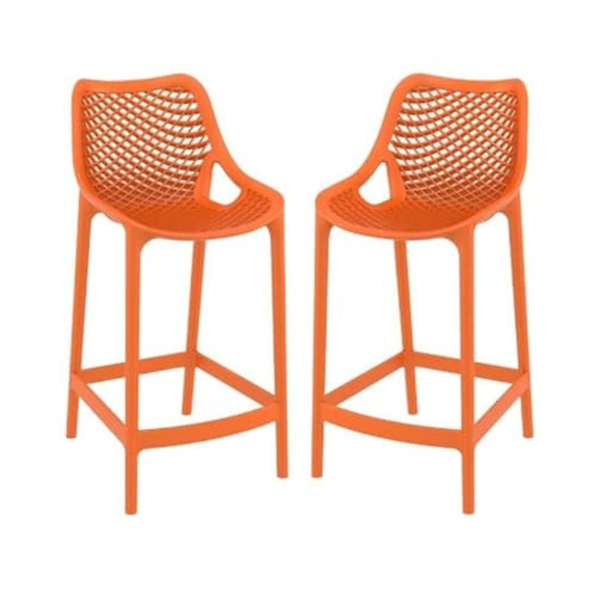 Home Square Patio Counter Stool in Orange Finish - Set of 2