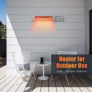 COSTWAY Electric Patio Heater 1500w, Wall-mounted Infrared Heater with Remote Control, 24H Timer, 9 Heat Setting, Quiet Outdoor Patio Heater for Garage, Home, Balcony
