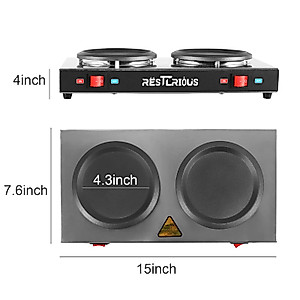 Restlrious Commercial Coffee Warmer Double Burner Decanter Warmer Plate, Stainless Steel Portable Warmer for Standard Glass Decanter, Suitable for Cafe, Break Room, Buffet, Event and Commercial Use
