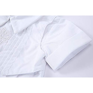 Bow Dream Baby Boy's 3 Pcs Christening Baptism Outfit Infant Romper Short Sleeve 12-18 Months
