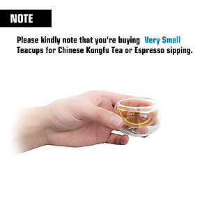 ZHMTang Double-walled Borosilicate Glass Tiny Teacups Each Holds 2 Oz／60ml (10 PCS)